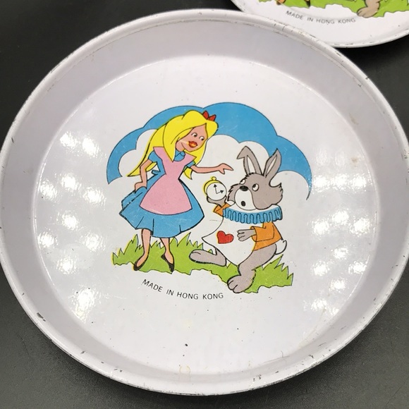 Other | Vintage Alice In Wonderland White Rabbit Tin Baking Plates ...
